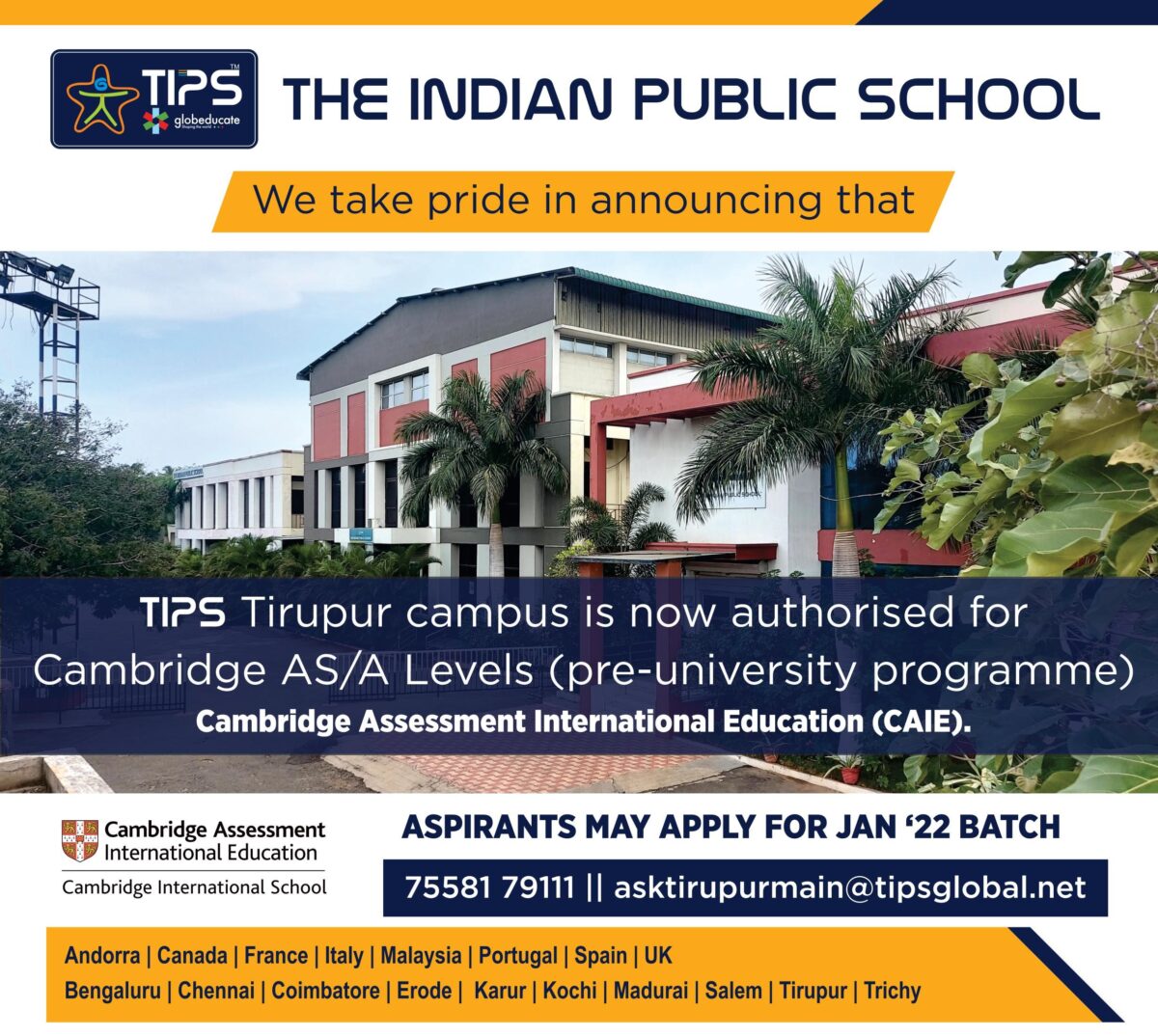 TIPS Globeducate Tirupur